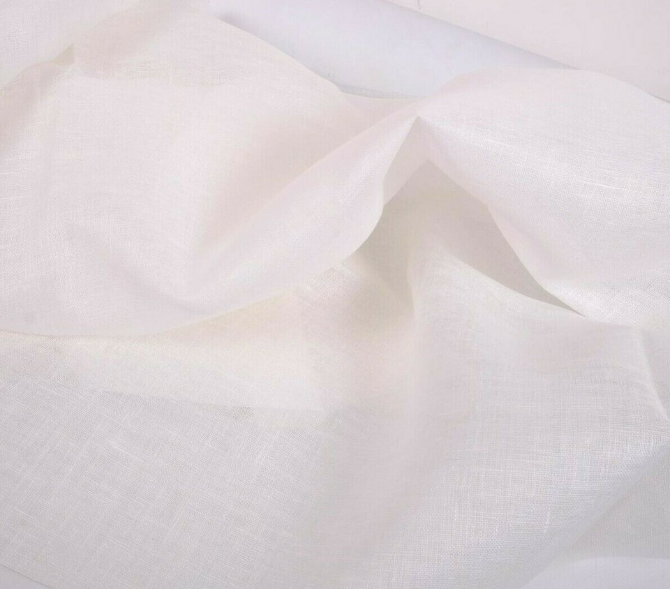 100% linen light white fabric SHEER weight 95gsm gauze flax Lithuanian ...