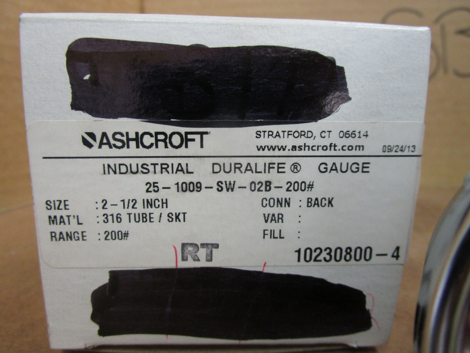 Ashcroft Pressure Gauge 25-1009-SW-02B-200# 200 PSI 2-1/2" 316 S/S Tube ...