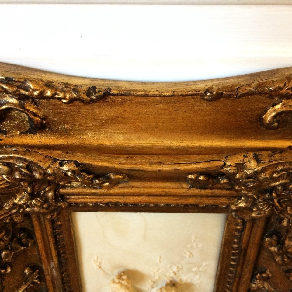 Marble Style Cherub Plaque Stunning Ornate Gilt Frame Renaissance/Putto ...