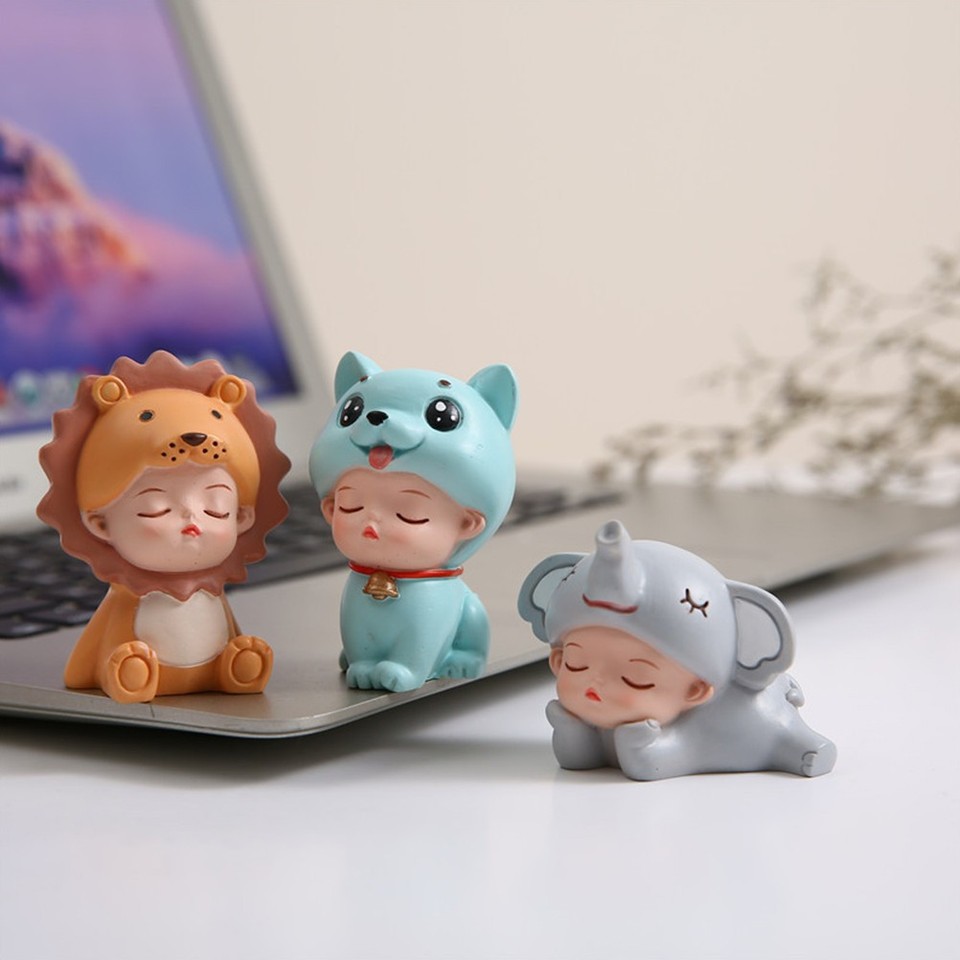 Jungle Theme Cake Decoration Party Ornaments Cute Animal Figurine Resin ...