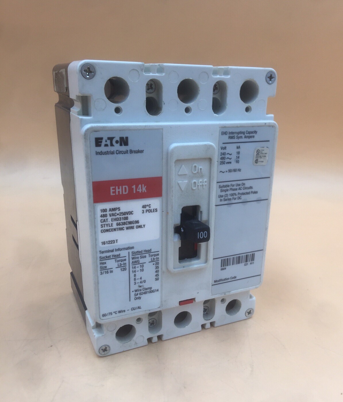 HOUSTON STOCK EATON EHD3100 TYPE EHD 100 AMP REFURBISH FREE 2 DAY AIR ...