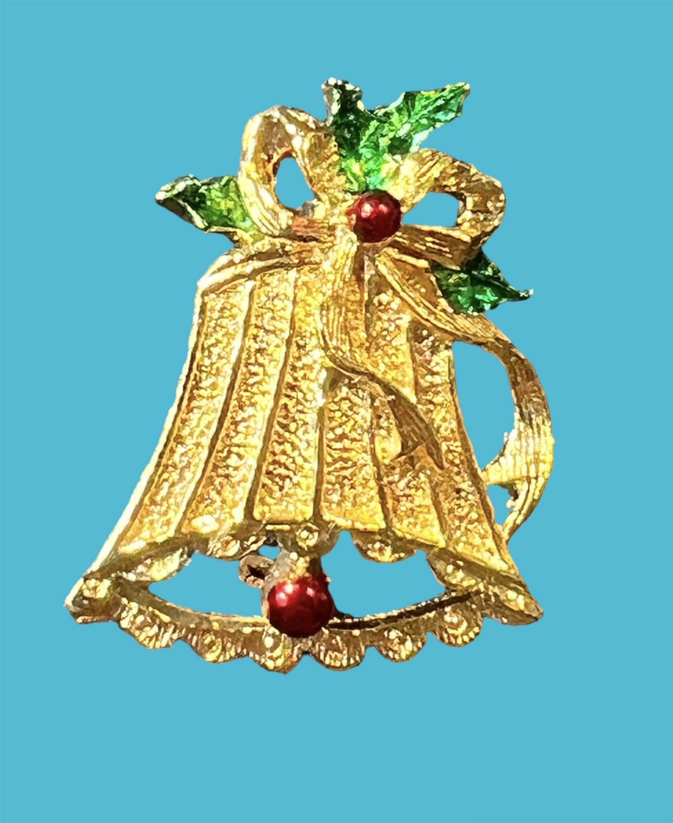 GERRY'S Goldtone Enamel Christmas BELL Brooch Pin Vintage Fashion | eBay