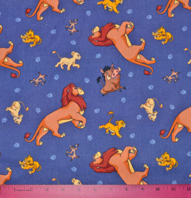 Lion King Fabric - HALF YARD 100% Cotton Quilting Simba Nala Pumbaa ...