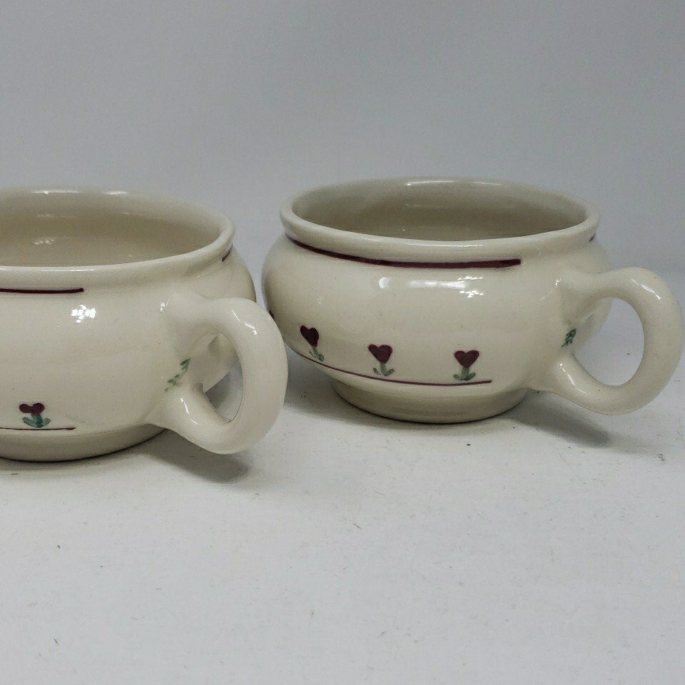 2 Hartstone Provincial Posy Pottery Chili Soup Bowls Handled Chowder ...