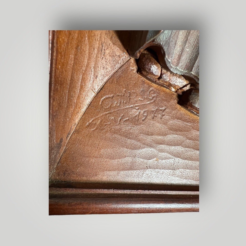 Bas Relief Wood Resin Wood Carving Religious Scene - Signed 27.75 x 17. ...