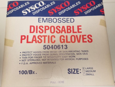 Sysco large embossed clear polyethylene gloves 1 pack total 100 gloves ...