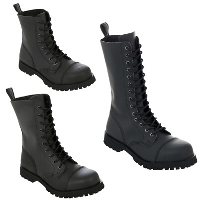 Boots & Braces Black Matt Rangers 8 10 14 Hole Steel Toe Punk Skinhead ...