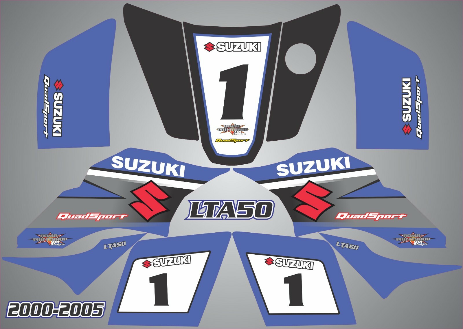 suzuki lta 50 quad graphics stickers decals name & number laminate ...
