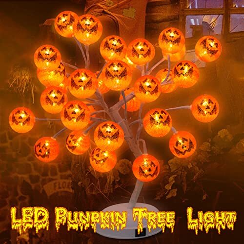 LED Pumpkin Tree Light for Halloween&All-Season Decor Pumpkin Table ...
