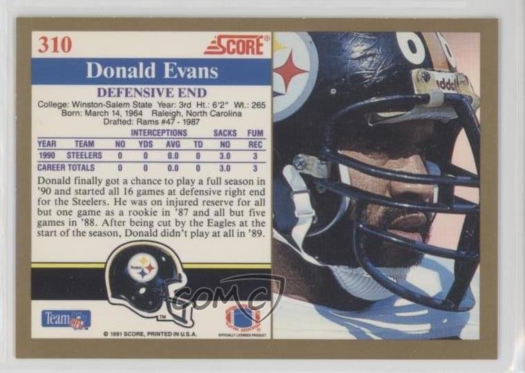 1991 Score Donald Evans #310 Rookie RC | eBay