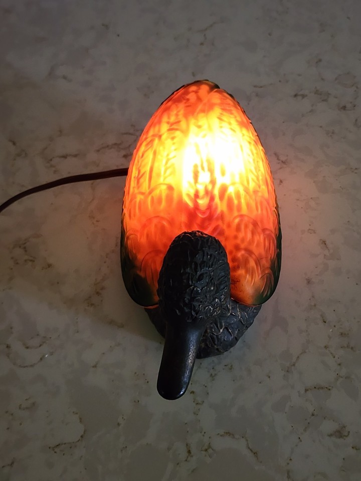 Amber Glass Duck Mallard Metal Night Light Desk Table Lamp UNDLAB | eBay