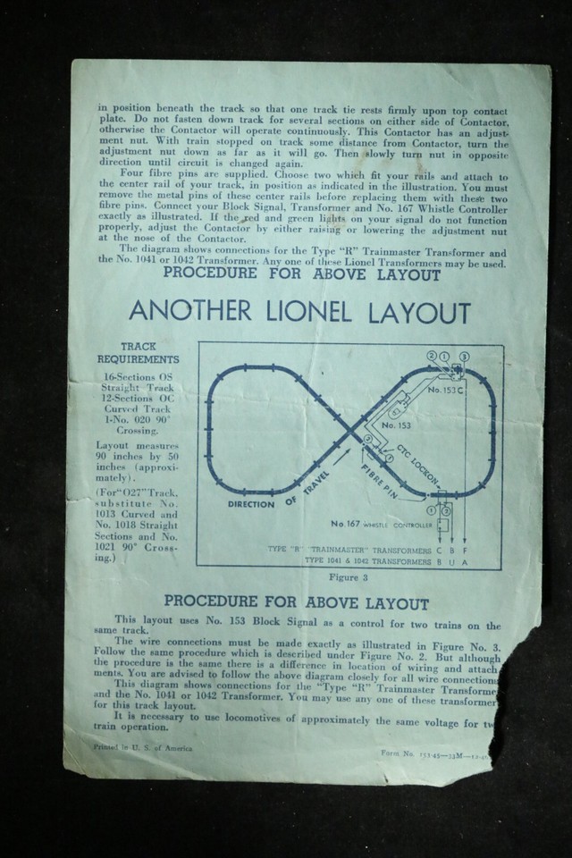Lionel 153-45 Interesting Layouts 153 block signal for 2 trains same ...