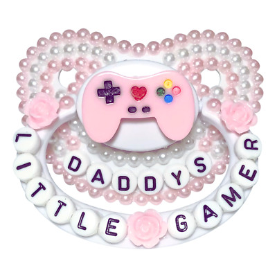 Baby Bear Pacis Adult Pacifier "Daddy's Little Gamer" Light Pink Adult ...