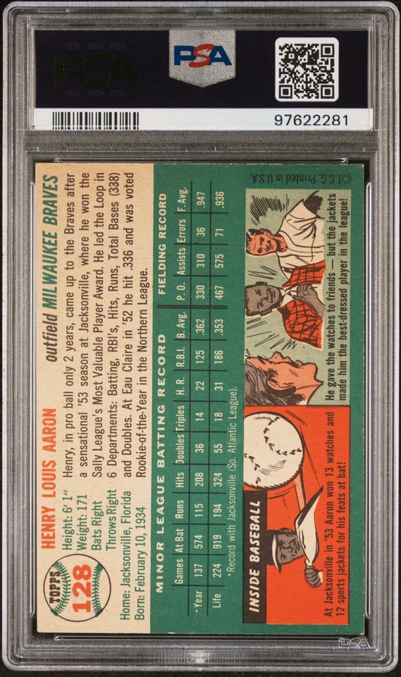 1954 Topps #128 Henry Aaron Rookie RC PSA 5 EX | eBay