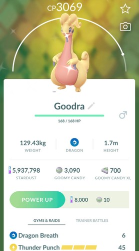 Pokemon GO - SHINY Goodra w/ Thunder Punch | eBay UK