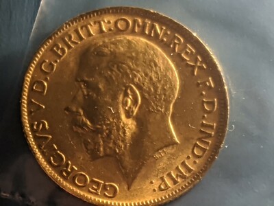 Gold Coin 1911 King George V GEORGIVS V D. G. BRITT: OMN: REX F. D. IND ...