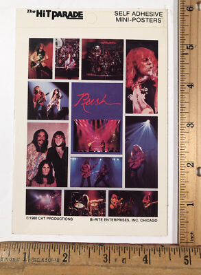 Vintage 1980 Rush Rock Band Mini Poster Sticker Decal Bi-Rite Hit ...