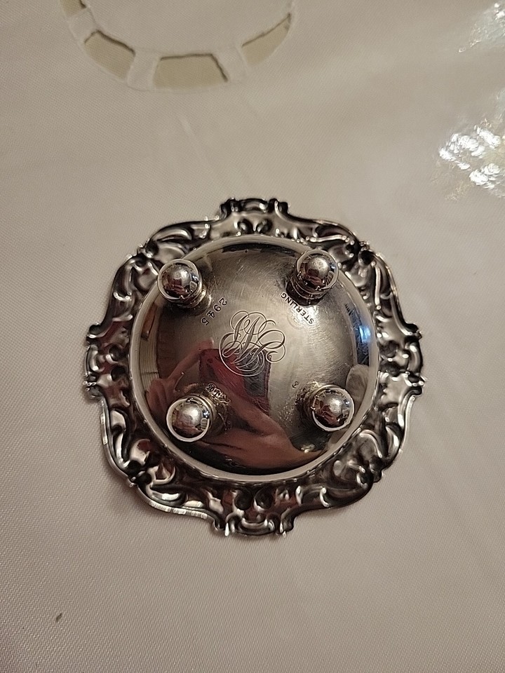 Antique Sterling Silver Nut Dish, See Hallmark, Monogram, 40.2 g, 72mm ...