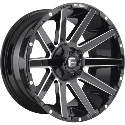 One 24x14 Fuel D615 Contra 5x5.5/5x139.7 -75 Gloss Black Milled Wheel ...