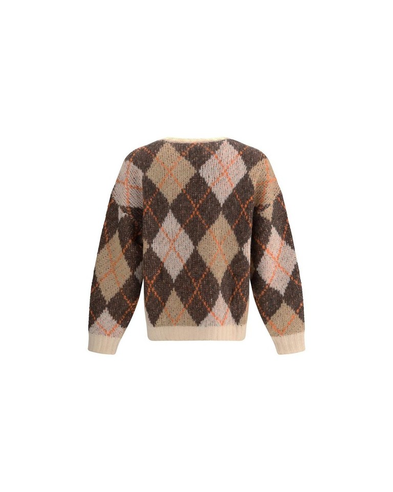 Emporio Armani Rhombus Pattern Crew Neck Sweater Men Brown | eBay
