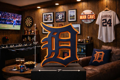 Detroit Tigers–Inspired Old English “D” Logo – Custom 3D Printed Wall ...