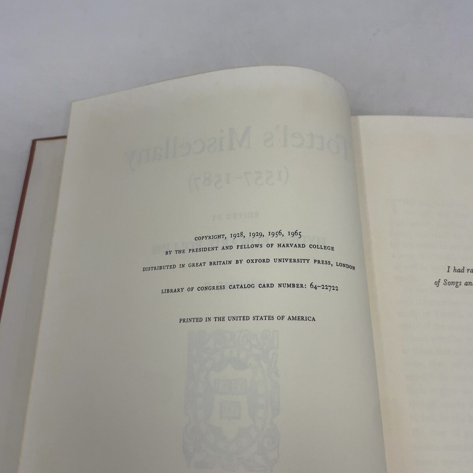 Tottel's Miscellany (1557-1587) (Vol. II) by Hyder Edward Rollins HC ...