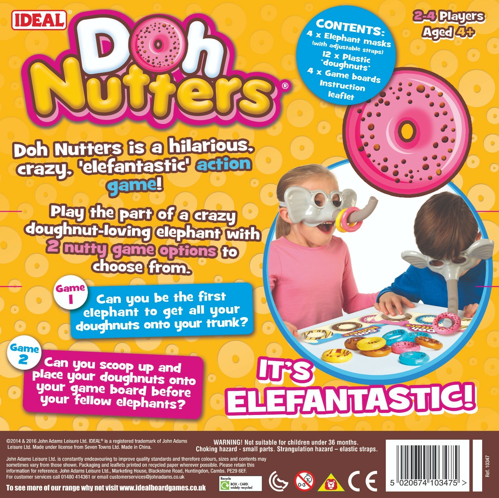 Doh Nutters Game by IDEAL - Elephant Mask Donut-Grab Game, Fun Family ...