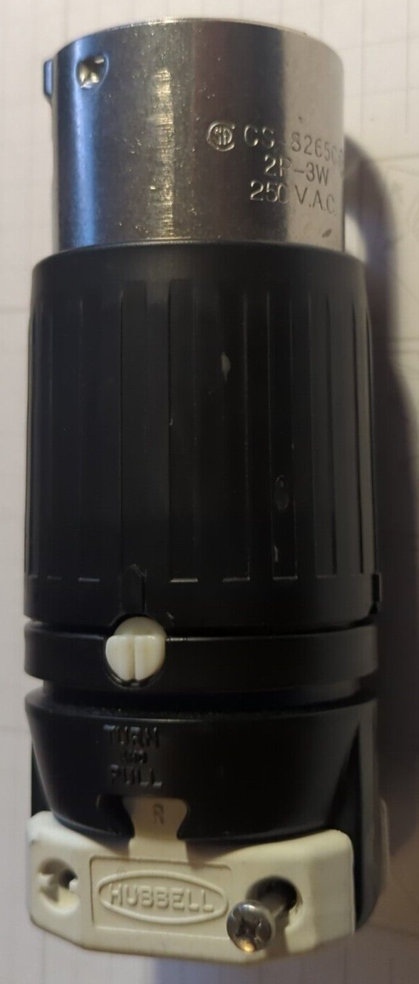 Hubbell 50A C Locking Plug Male, 50A, 125/250V, 2 Pole, 3 wire ...