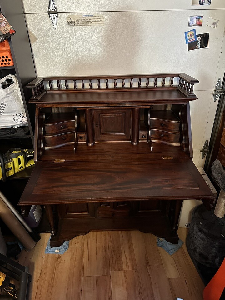Vintage Colonial Drop-Front Writing Desk T. Chippendale Style w/ Flap ...