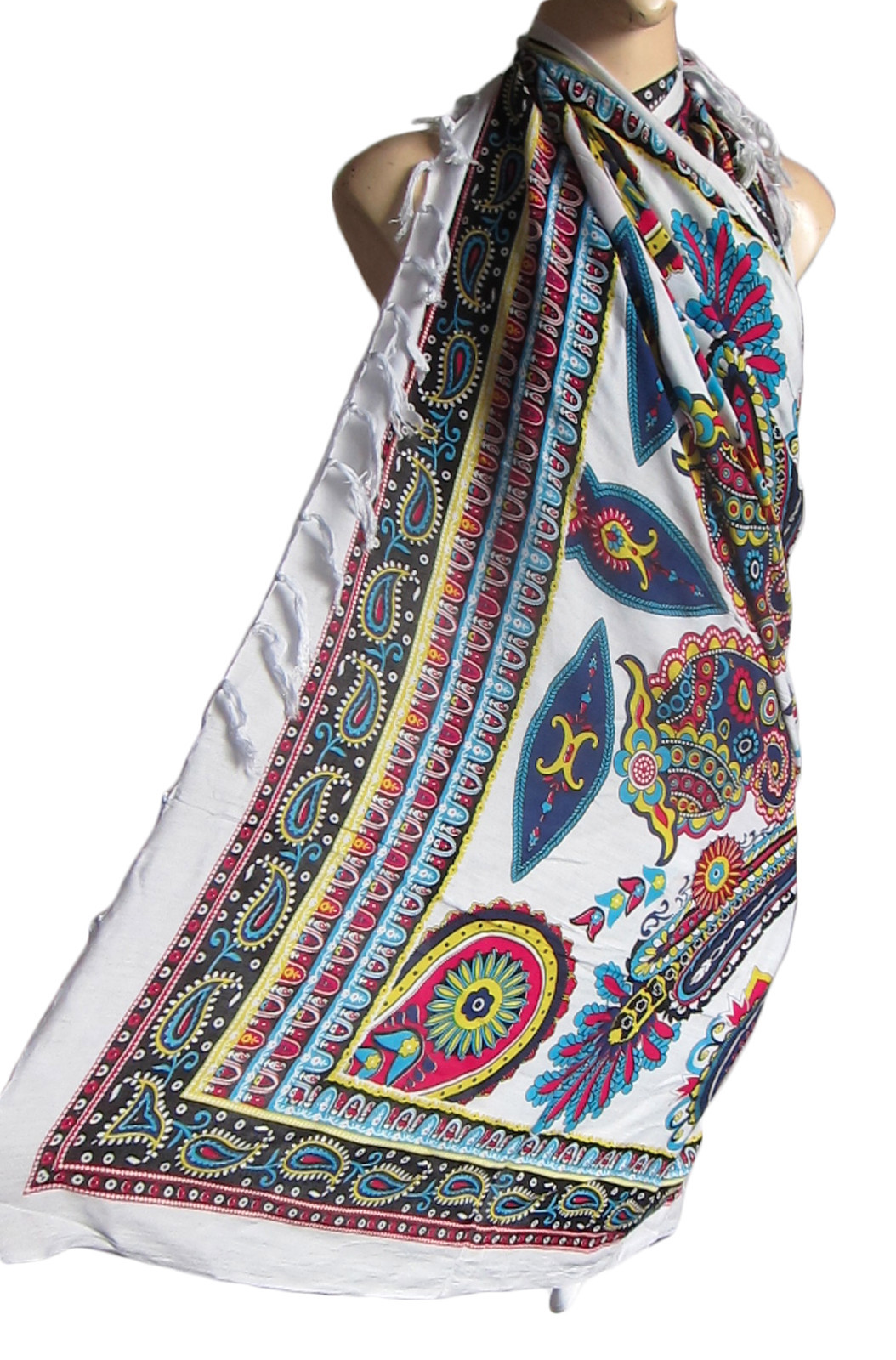 BLACK/WHITE exotic print sarong scarf beach wrap pareo swim-wear summer ...