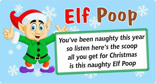 Christmas ELF POOP poem Sticker Xmas Gift Label seal tag fun nx01 X52 ...