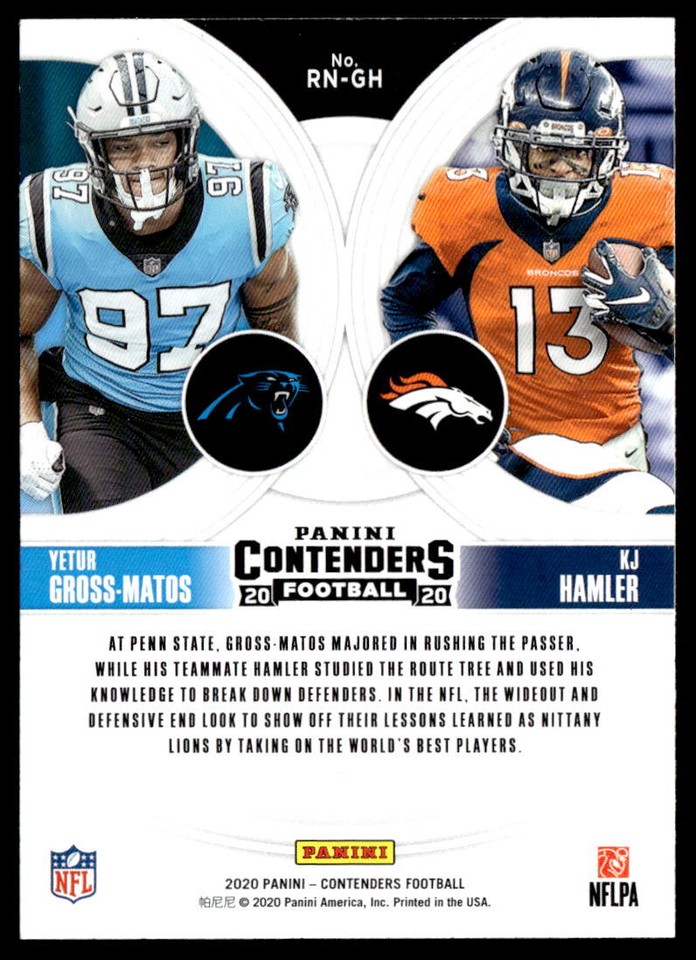 2020 Panini Contenders Gross-Matos KJ Hamler Round Numbers Denver ...