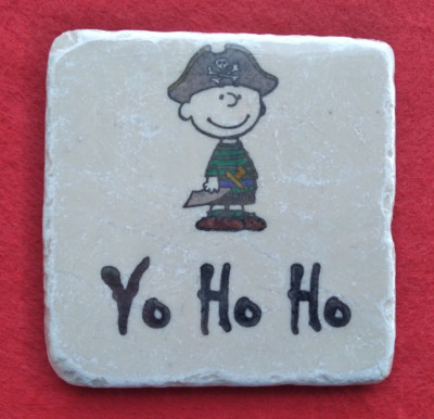 PIRATE CHARLIE BROWN Yo Ho Ho ceramic tile coaster w/cork back | eBay