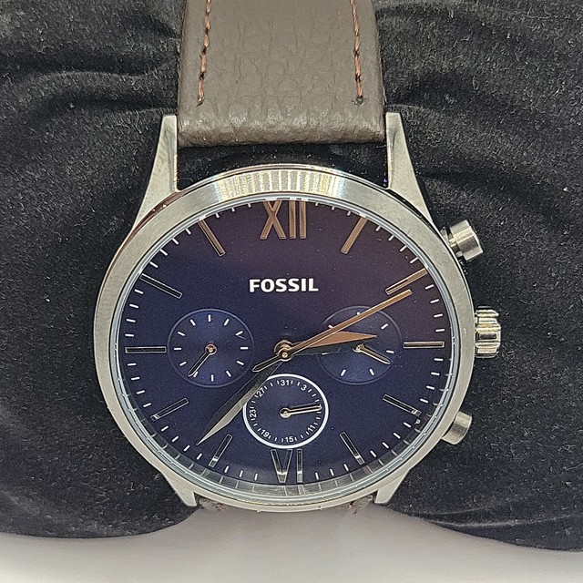 Fossil Fenmore Midsize BQ2401 Men's Leather Analog Blue Dial Quartz ...