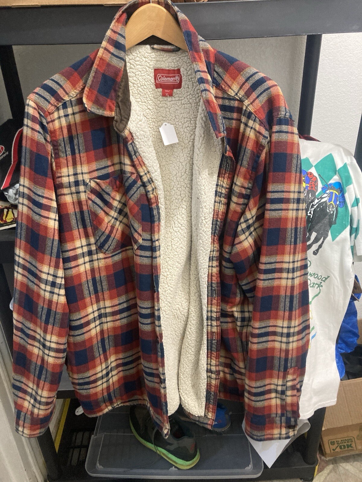 Coleman Fleece Lined Flannel Jacket Shacket Pockets Men’s XL | eBay