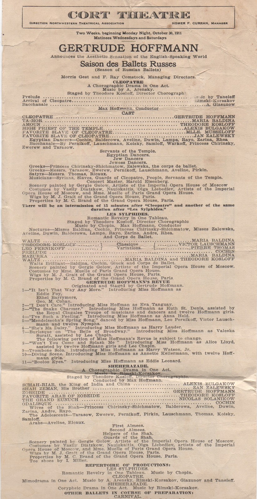 1911 Pre Pro John Wieland Beer Ad on back of Cort Theatre Playbill San ...