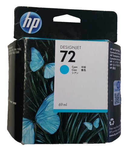 HP 72 Cyan Ink C9398A New Genuine Designjet Factory Sealed 69ML ...