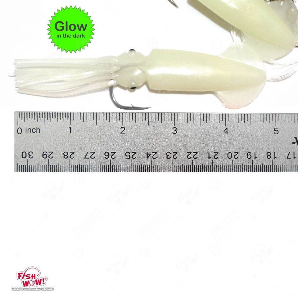 Qty 5 Glow 4.5" Fishing LingCod Rig Twin Bulb Squids Rockfish Lingcod ...