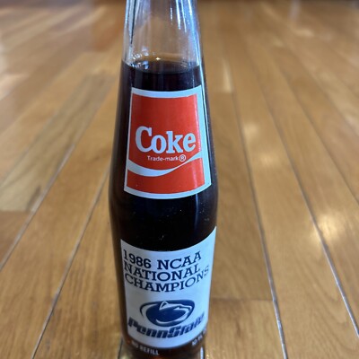 New 1986 Penn State NCAA NATIONAL Champions Joe Paterno Coke Bottle ...