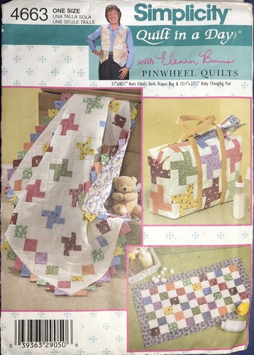 Simplicity Pinwheel Crib Quilt Diaper Bag Changing Mat Sewing Pattern ...