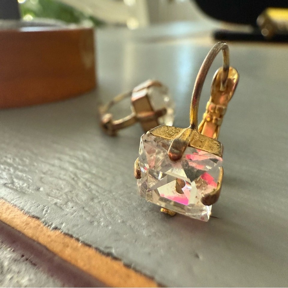 Sabika LIKE Gold Tone Dangle Earrings with Clear Sparkling Gemstones | eBay