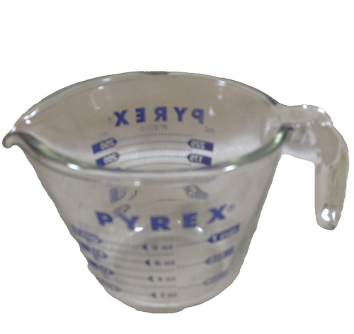 Vintage Pyrex 1 Cup Glass Measuring Pouring Cup Blue Letters Open ...