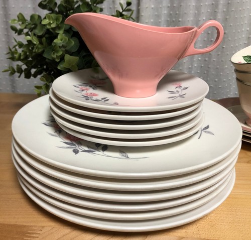 Vintage 12 Piece Boontonware Plates & Creamer USA Melmac Killarney Rose ...