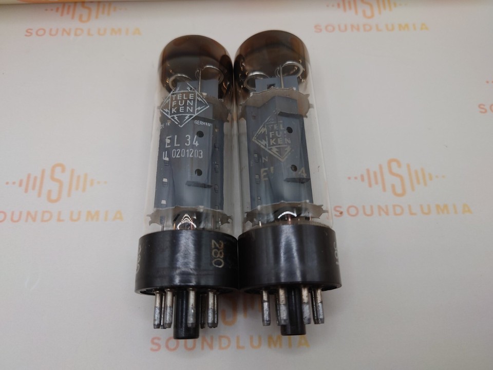 Telefunken EL34 6CA7 OO Getter 5-Slot Plates Anode Wings Matched Pair ...