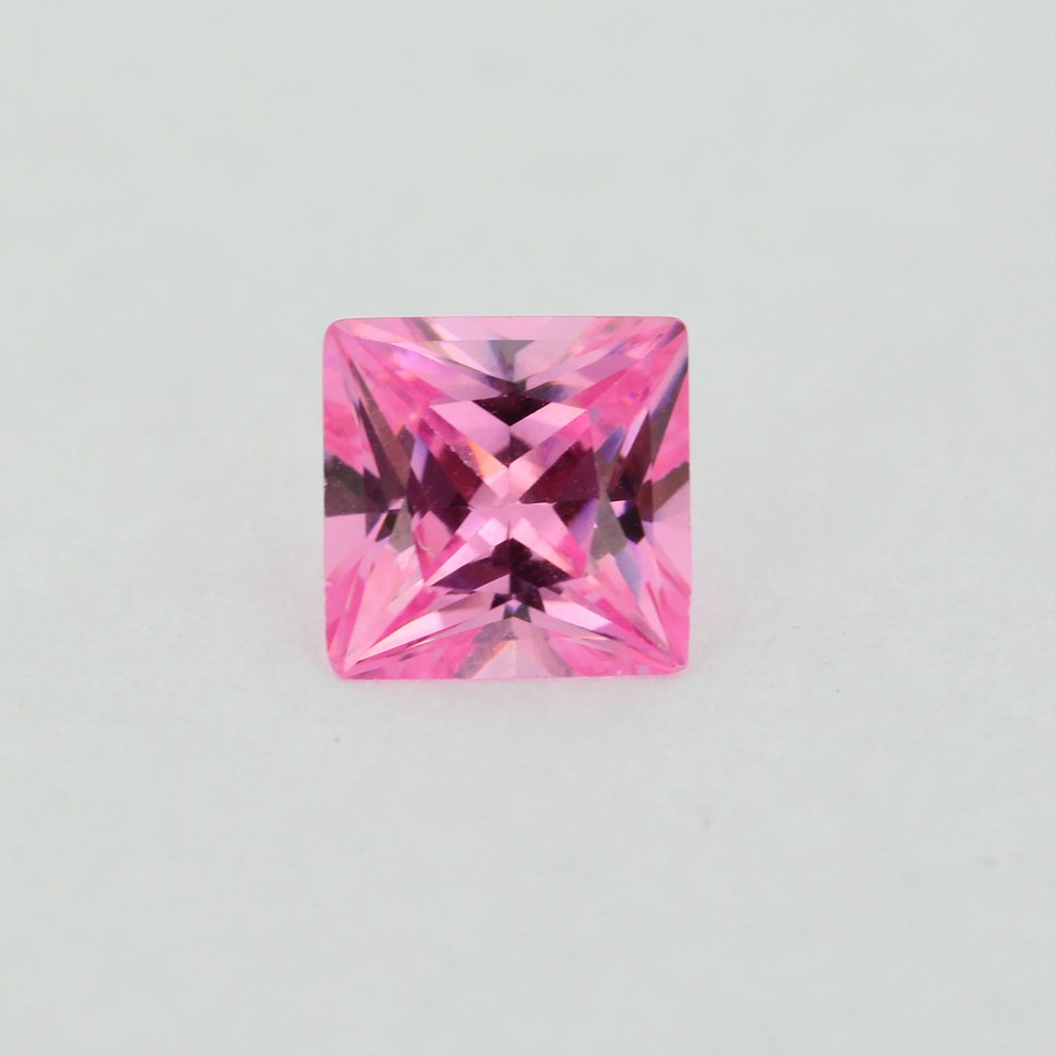 Loose Princess Cut Shape Pink Sapphire CZ Stone Single Cubic Zirconia ...