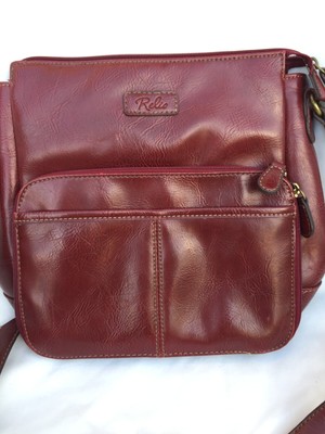 Relic By Fossil Faux Red Leather Crossbody Handbag Purse Build In ...