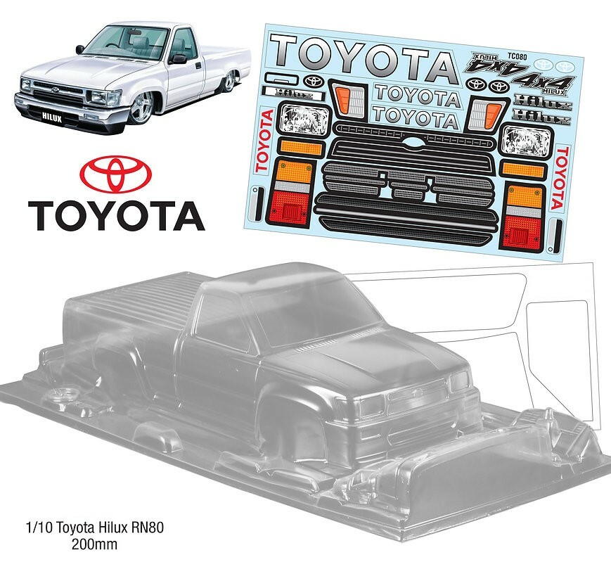1:10 RC Clear Body Shell - Toyota Hilux RN80 for race, drift car | eBay ...
