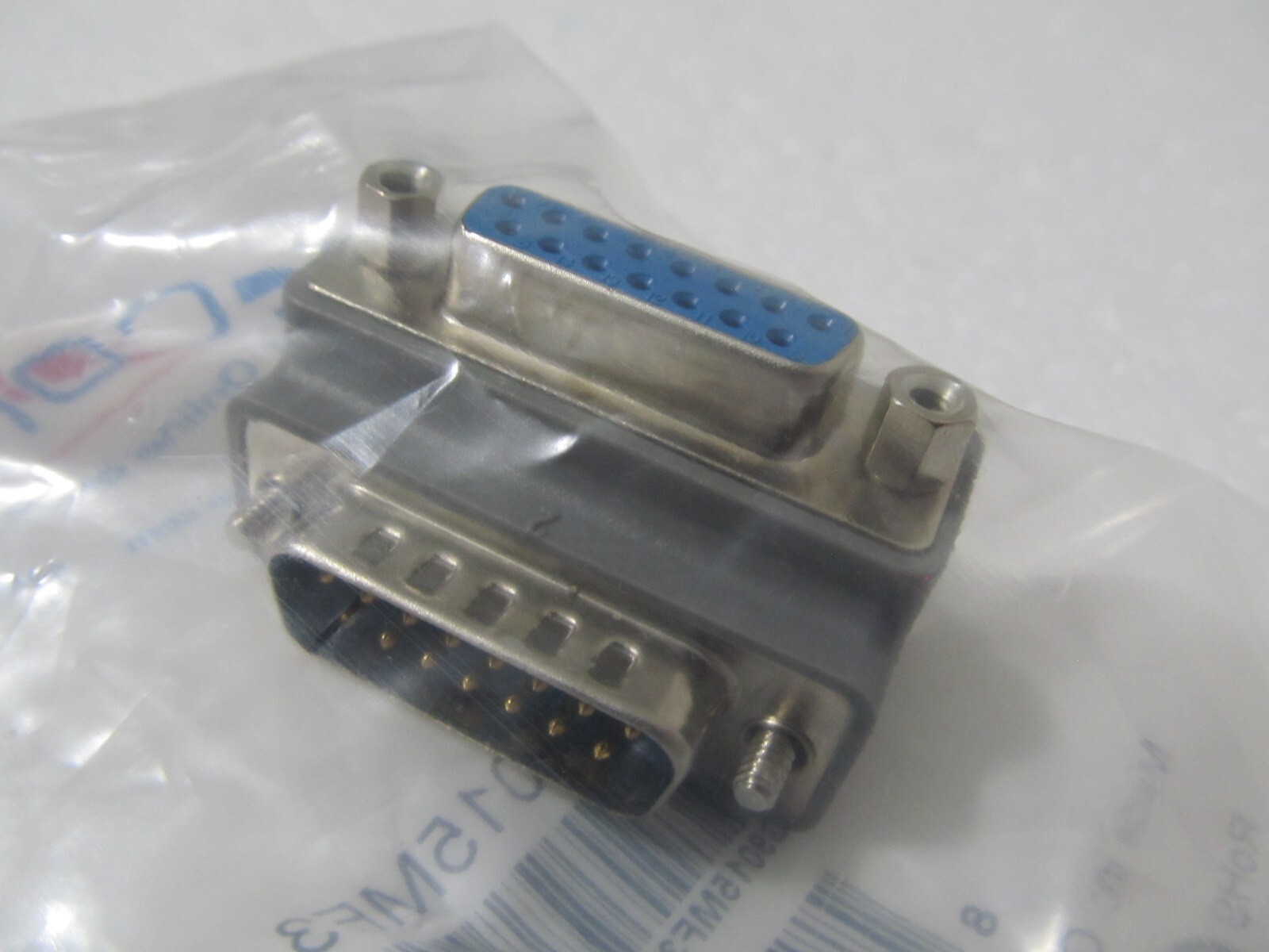 L-Com Low Profile Right Angle Adapter, DB15 Male / Female, Cable Exit 3 ...