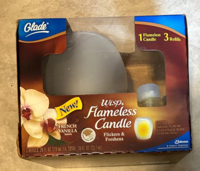 Glade Wisp Flameless Candle French Vanilla + 3 Refills Bundle NEW ...