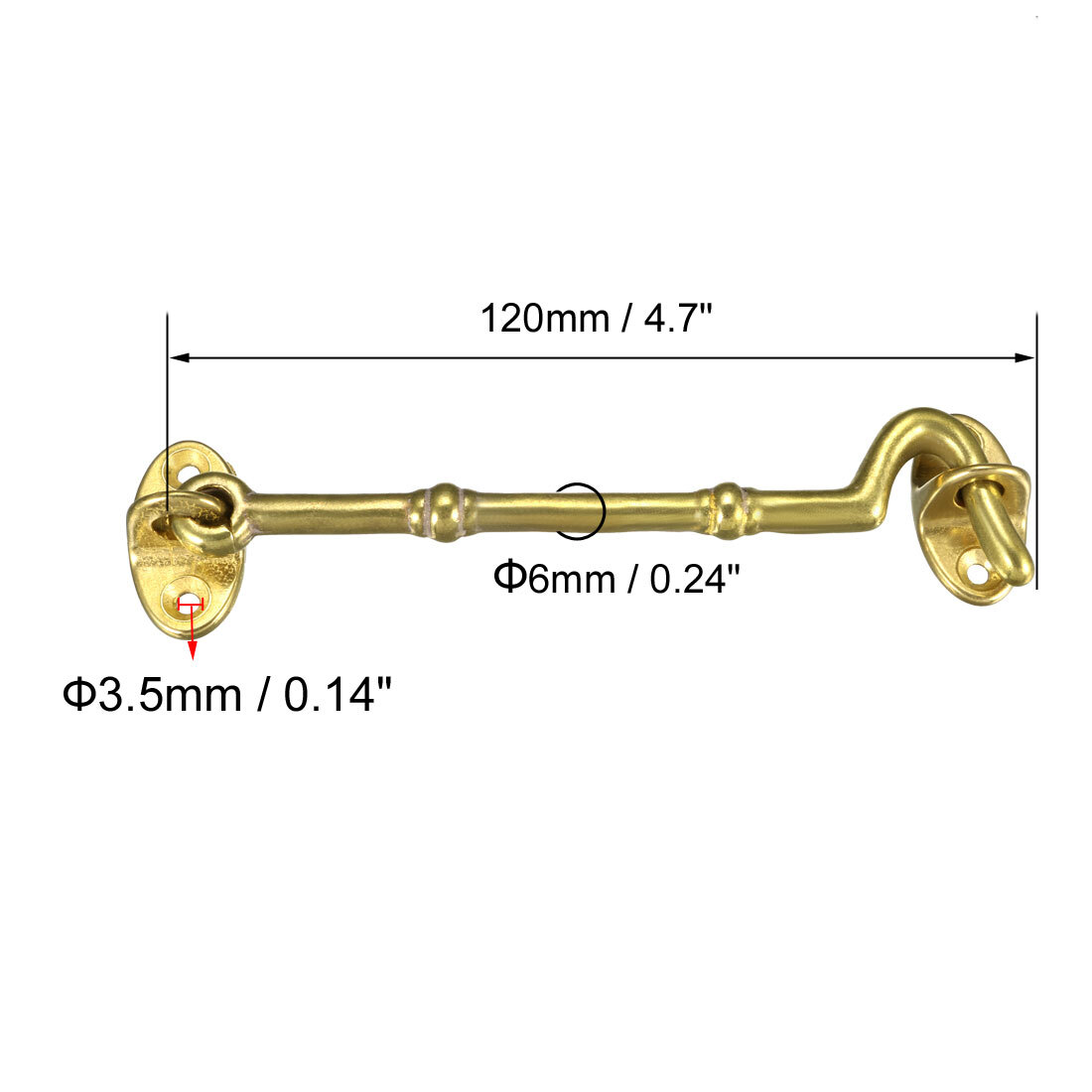 4.7" Cabin Hooks Eye Latch Door Window Hook with Mounting Screws Golden ...